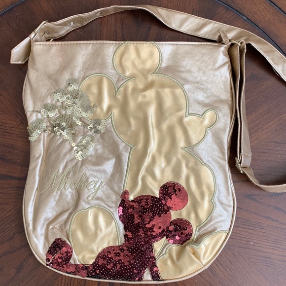 Disney | Bags | Disney Mickey Mouse Sequin Gold Metallic Bag | Poshmark